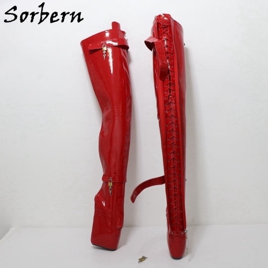 Sorbern Sexy Fetish High Heel Boots Unisex Big Size Ballet Wedge Hoof ...