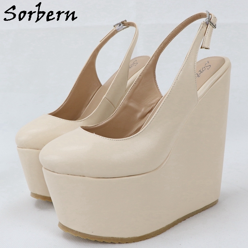 Sorbern 46Cm Wedge High Heel Sandals Ankle Strap Open Toe Drag Queen ...