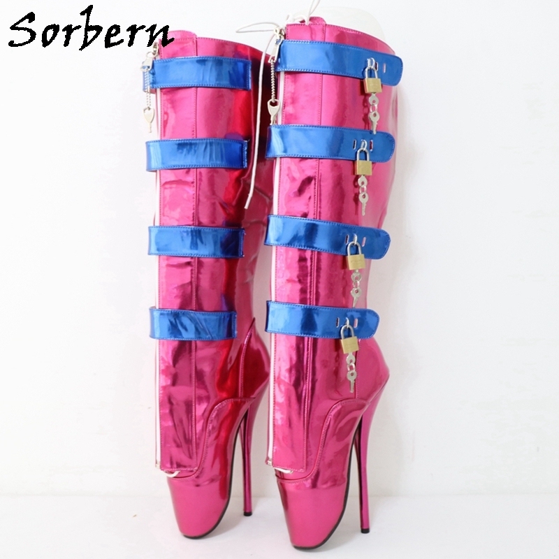Sorbern Red Patent Crotch Thigh High Boots Women Wedge Heels Boots ...