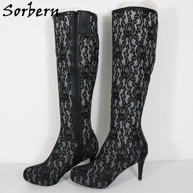 Sorbern Custom Mid Thigh High Boots For Crossdressers Guys Pointed Toe ...