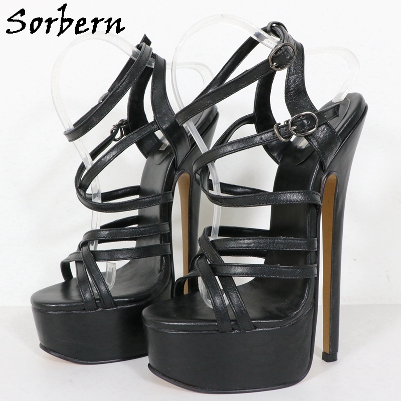 Sorbern 40cm Wedge High Heel Black Glossy Dragqueen Boot Knee High ...