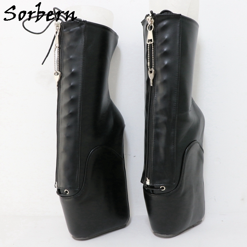 Sorbern Sexy Fetish High Heel Boots Unisex Big Size Ballet Wedge Hoof ...