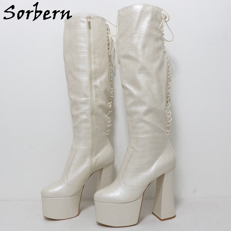 Sorbern Vintage Sequins Glitter Drag Queen Platform Boots Women Unisex ...