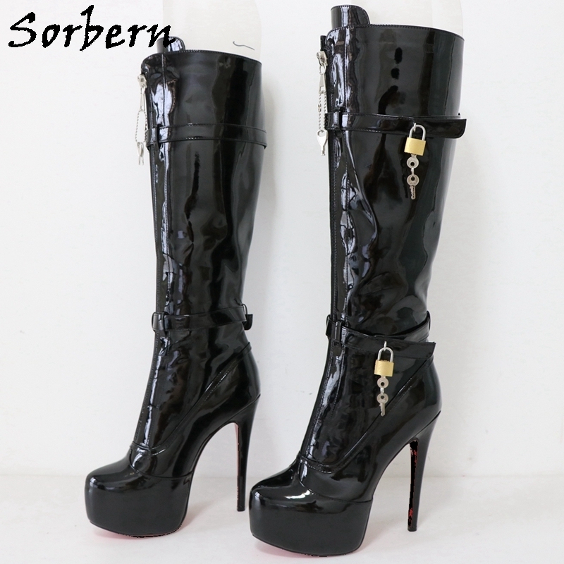 Black Rivet 22cm Mules – Block Heel Crossdresser Shoes | Sorbern Custom