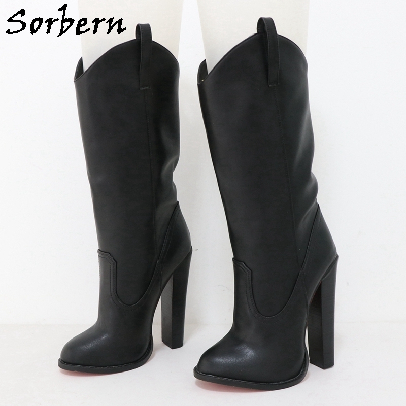 Black Rivet 22cm Mules – Block Heel Crossdresser Shoes | Sorbern Custom