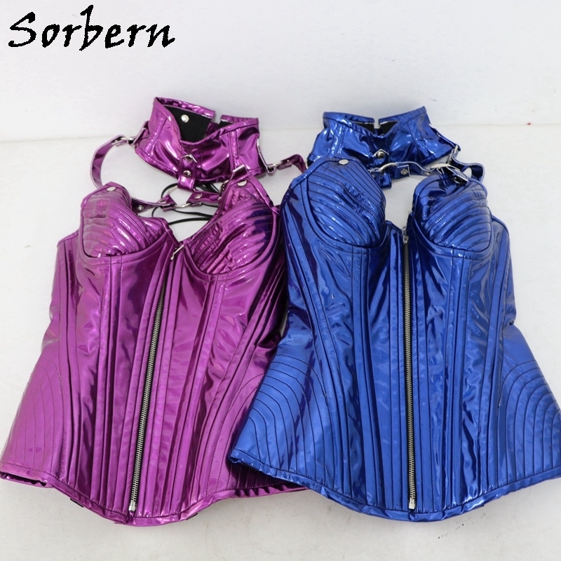 Sorbern Customized Lockable Cupless Corset Women BDSM Fetish Red Patent