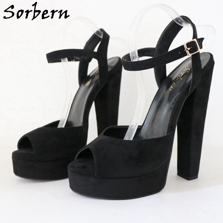 Sorbern 7 Inch High Heel Round Toe Mary Janes Women Pump Platform Shoes ...