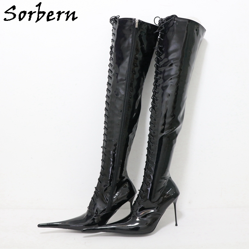 Sorbern Custom Crotch Thigh High Boots - Block Heels Women