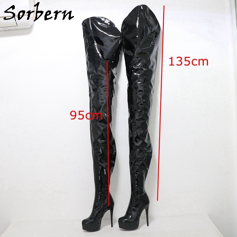 Sorbern Custom Crotch Thigh High Inside Outside Long Boots Women Block ...