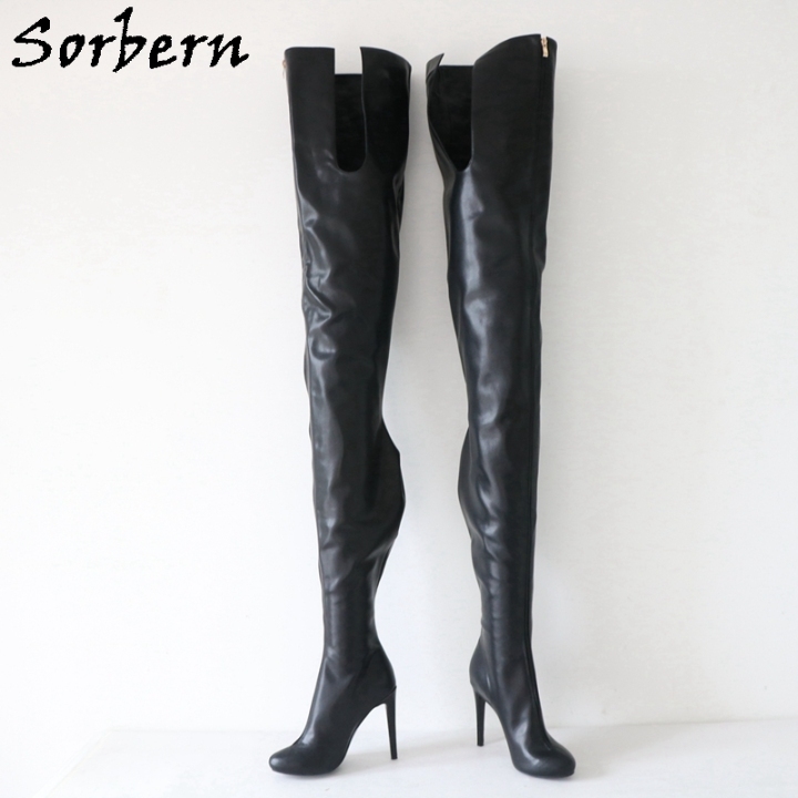 Sorbern Custom Crotch Thigh High Inside Outside Long Boots Women Block ...