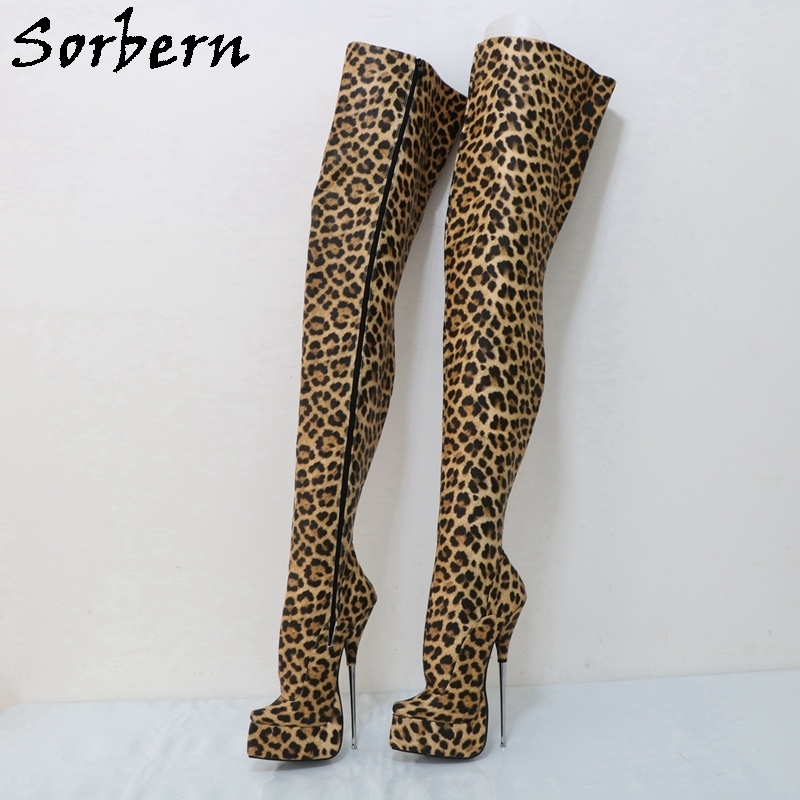 Sorbern Fetish 90cm Women Boots Heelless Long Boot No Heels 12cm Round ...