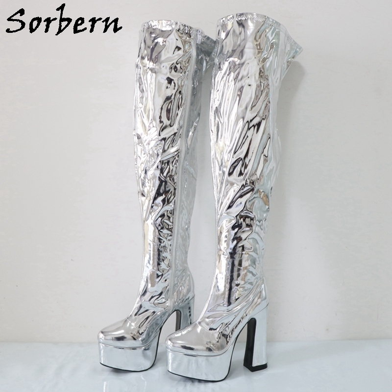 Sorbern Custom Body Suit Boots Unisex Crotch Thigh High Platform High ...