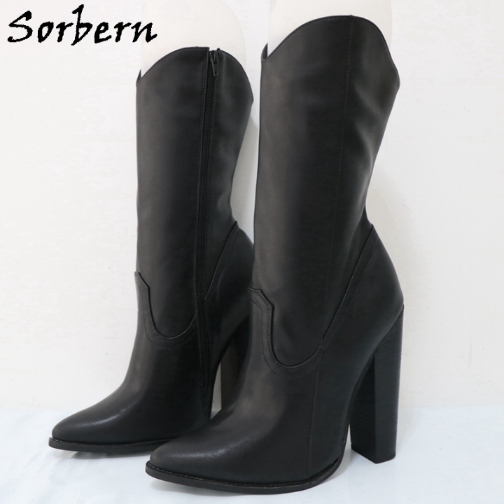 Sorbern Custom Red Shiny Long Boots For Women Platform Lace Up Fetish ...