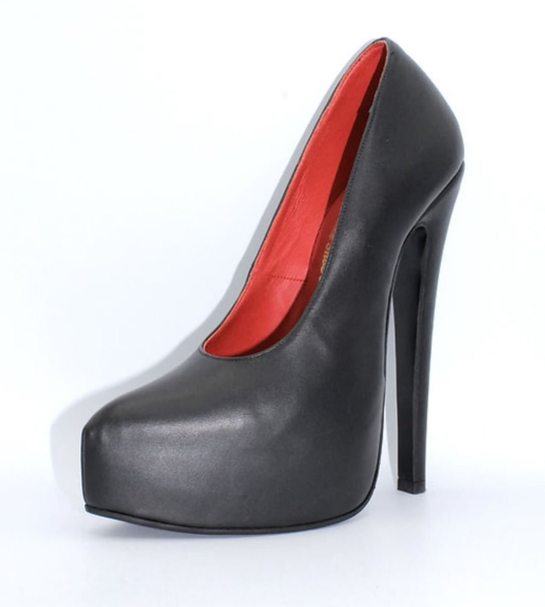 Sorbern Black 15cm Block High Heel Women Pump Shoes Round Toe Slip On ...