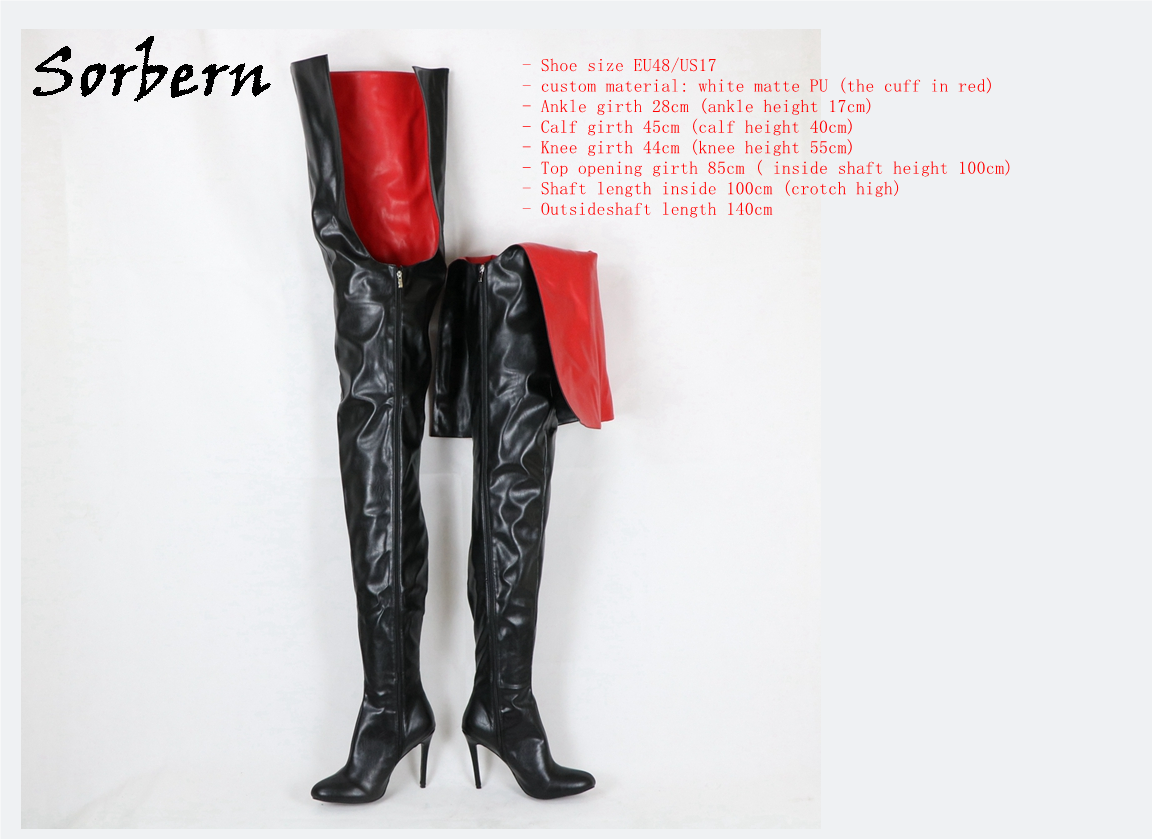 Sorbern Custom Red Shiny Long Boots For Women Platform Lace Up Fetish ...