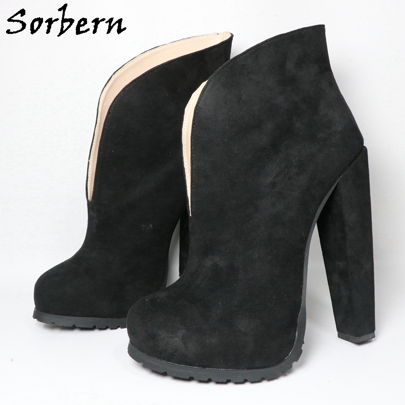 Sorbern Black Matt 40Cm High Heel Mid Thigh High Boots Women Platform ...