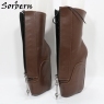 Sorbern Lockable Zipper Ankle Boots Ballet Wedges Lace Up Short Booties ...