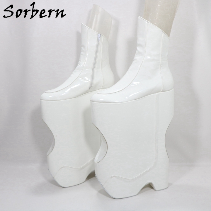 Sorbern Black Matt 40Cm High Heel Mid Thigh High Boots Women Platform ...