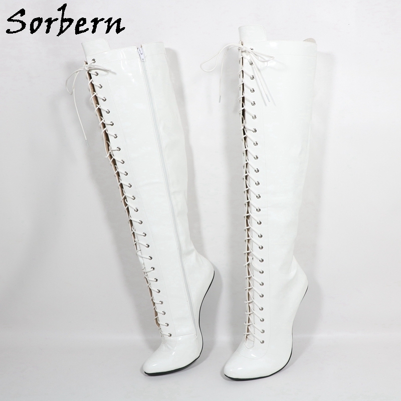Sorbern 25Cm Block High Heel Knee High Boots Drag Queen Footwear High ...