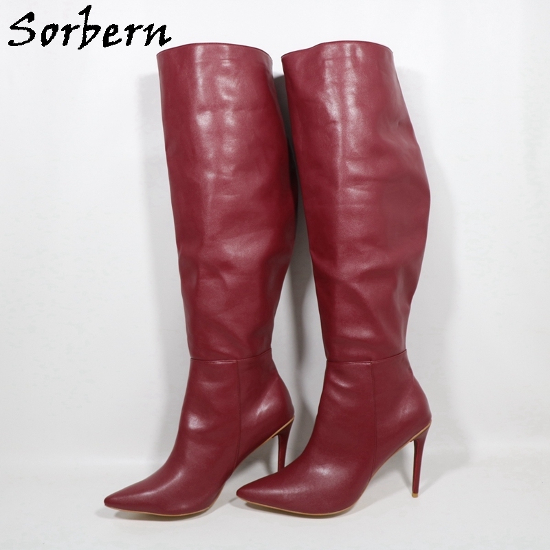 Sorbern 25Cm Block High Heel Knee High Boots Drag Queen Footwear High ...