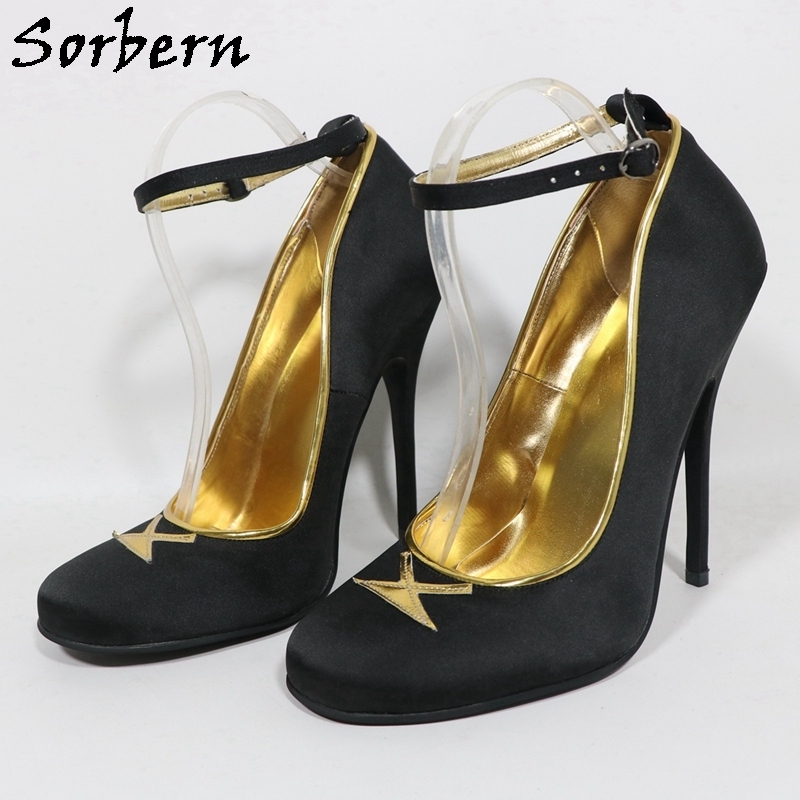 Sorbern Black And White Women Pump Shoes Lace Up High Heel Stilettos ...