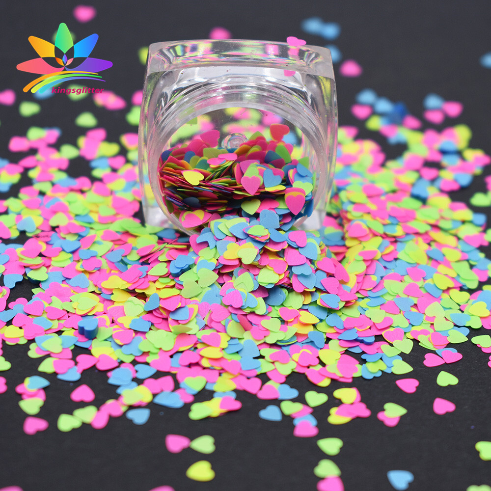 QRJ010 Valentine's Day Theme mixed Fluorescent Heart Shape Glitter