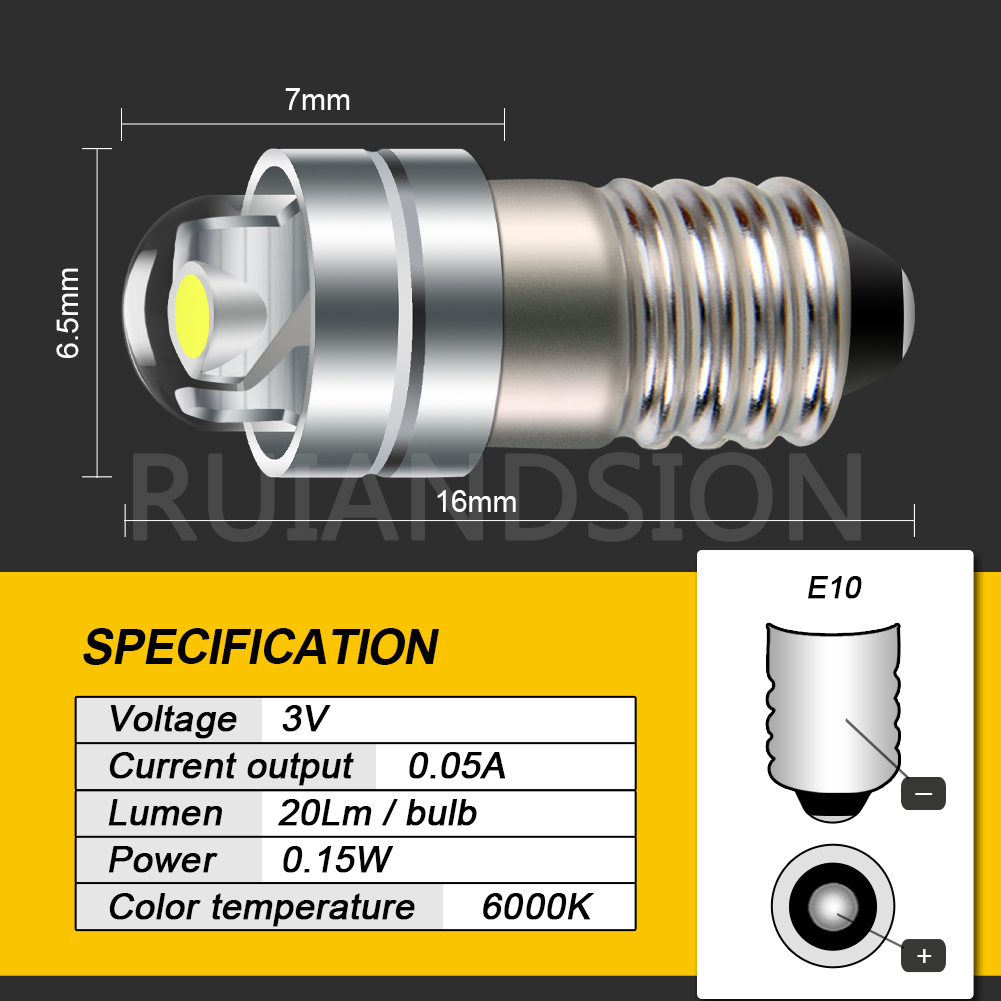10 Pcs Screw E5 E5.S LED Bulb COB SMD Good Brightness 20Lm 3V 6.3V 12V ...