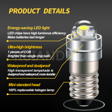 10 Pcs Screw E5 E5.S LED Bulb COB SMD Good Brightness 20Lm 3V 6.3V 12V ...