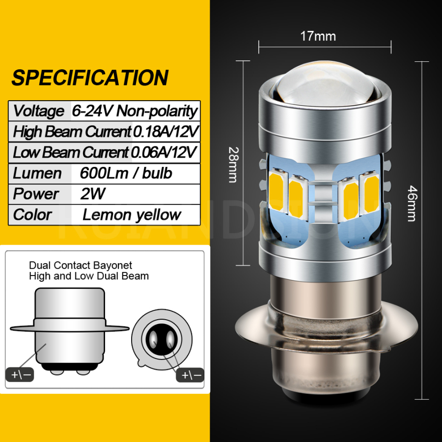1PCS 3W 6-24V BA20D H6 H6M P15D 12LED 5730SMD High/Low Beam Motorcycle ...