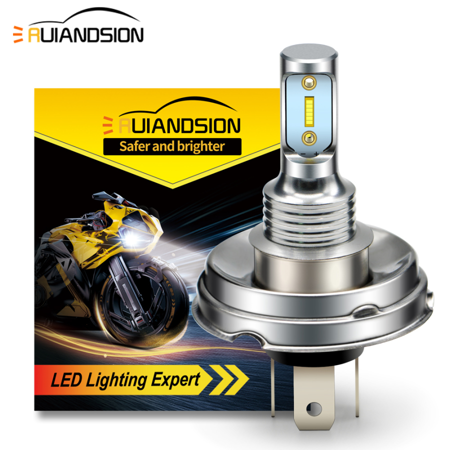 2Pcs Motorcycle LED Headlight Bulbs Lamp P26S P45T H4 CSP SMD Motor Motorbike Front Head Light ...