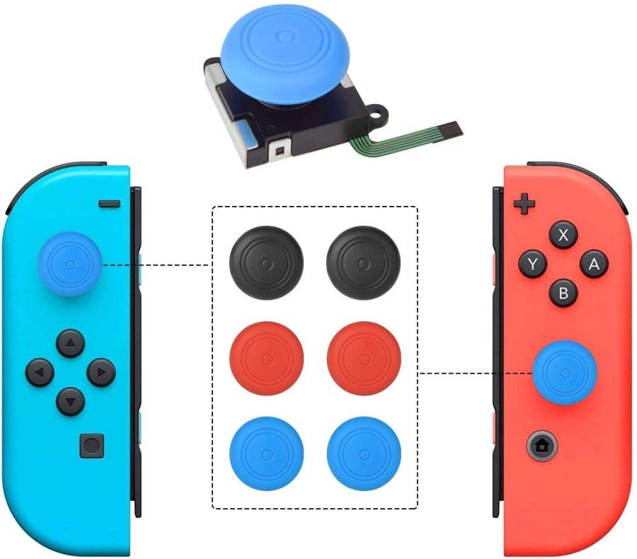2-Pack 3D Joycon Joystick Replacement,ABLEWE Analog Thumb Stick Joy Con ...