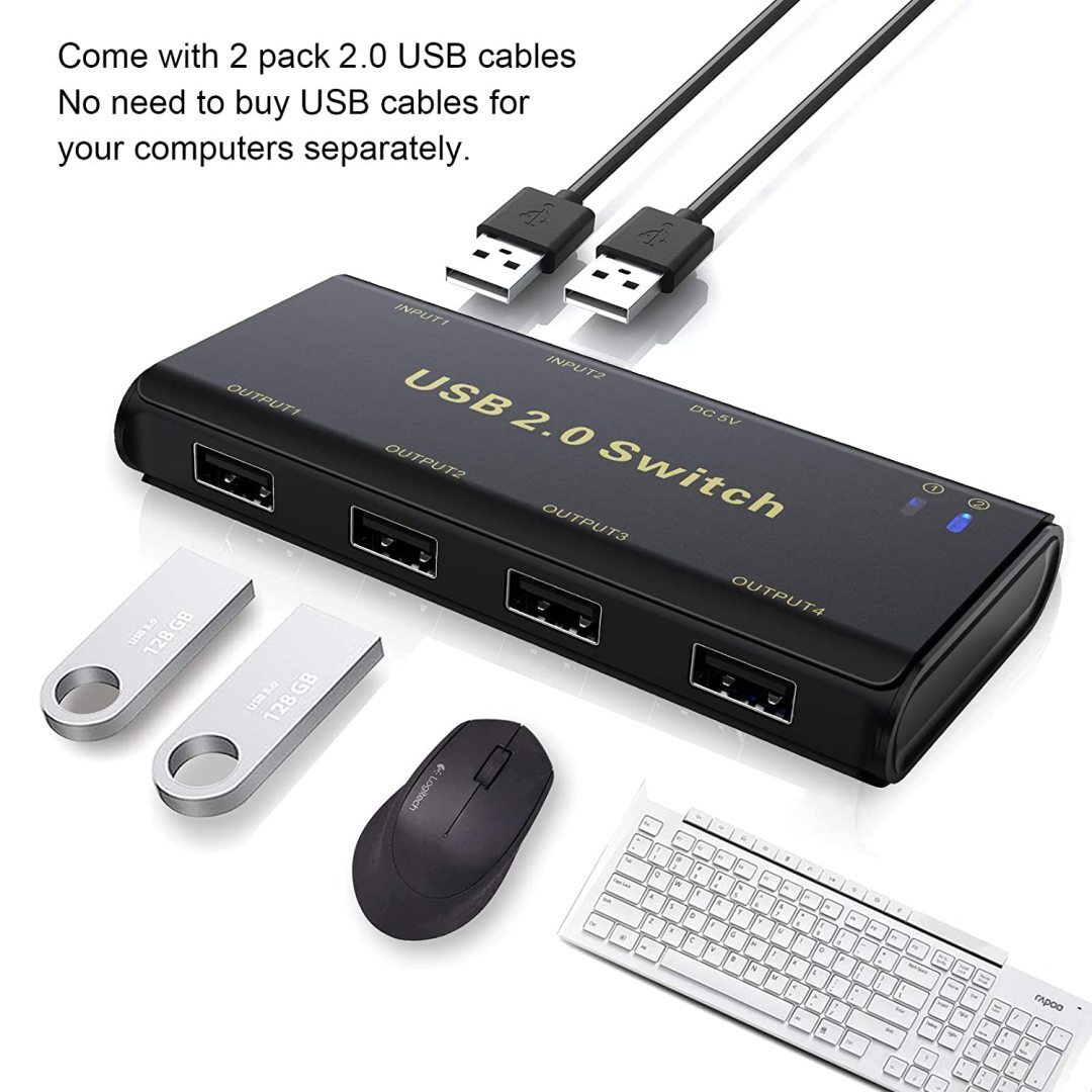 USB Switch Selector,ABLEWE KVM Switcher 4-Port USB 2.0 Peripheral ...
