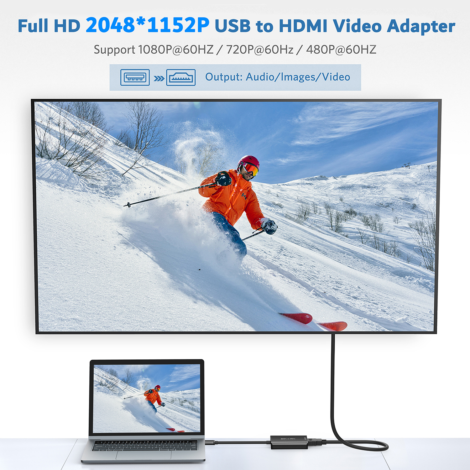 USB to HDMI Adapter, ABLEWE Upgraded HDMI to USB Video Converter with ...