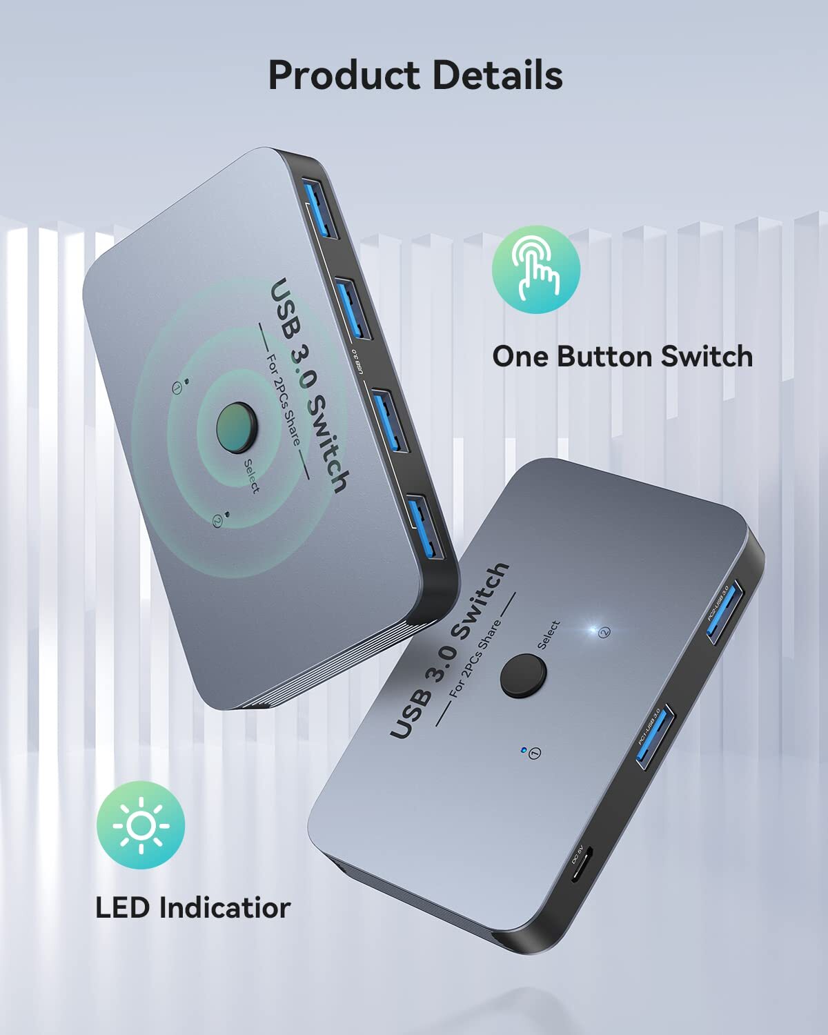 Computer Sharing Switch USB 3.0 Switch 2 Computers Share 4 Devices ...