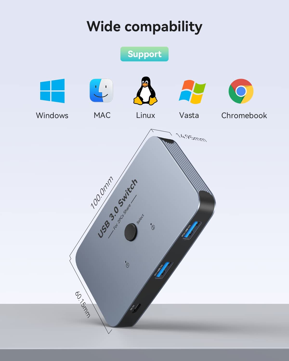 Computer Sharing Switch USB 3.0 Switch 2 Computers Share 4 Devices ...