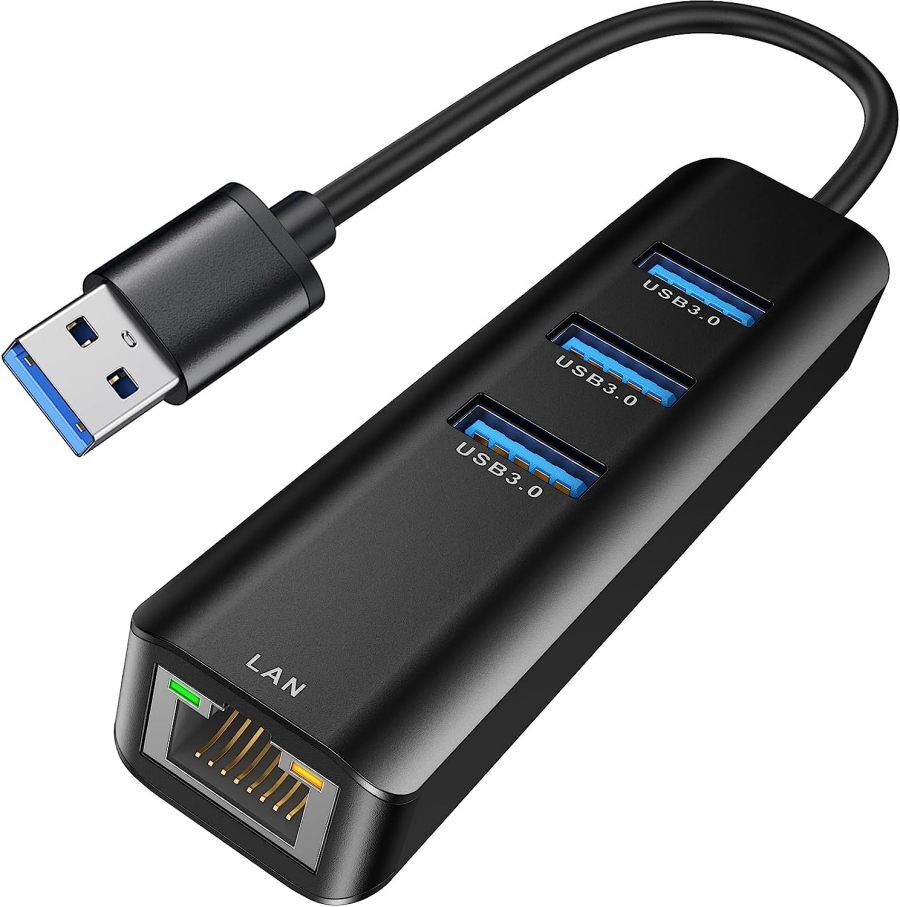 USB to Ethernet Adapter, ABLEWE 3 Ports USB 3.0 Hub with RJ45 1Gbps ...