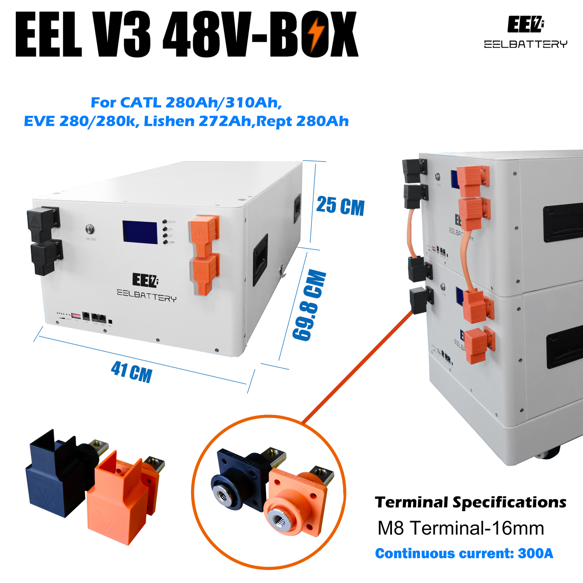 EEL 48V 16S Server Rack DIY BOX Built-in Smart BMS stackable type(suit ...