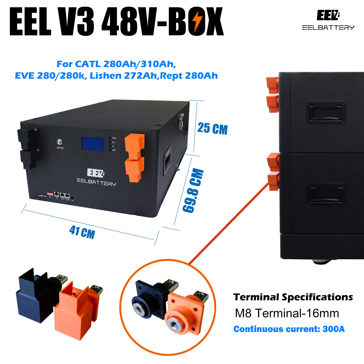 EEL 48V16S Server Rack DIY BOX Built-in 200A Smart BMS USA Shipping ...