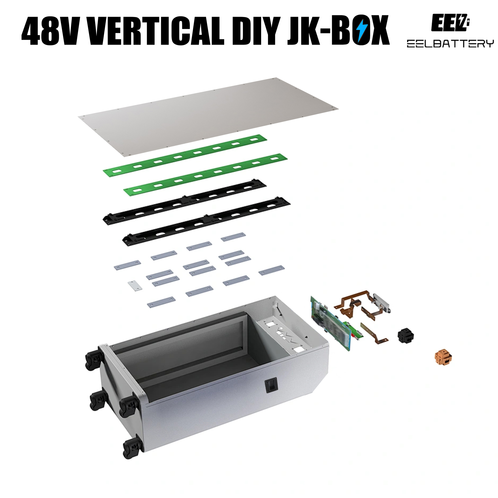 EEL 48V Vertical DIY Battery Box Built-in JK BMS Inverter 2A Balance ...