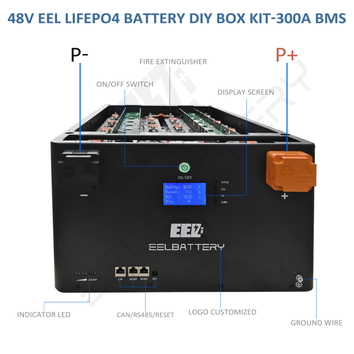EEL 48V 16S Server Rack DIY Kit BOX Built-in Seplos V3.0 300A Bluetooth ...