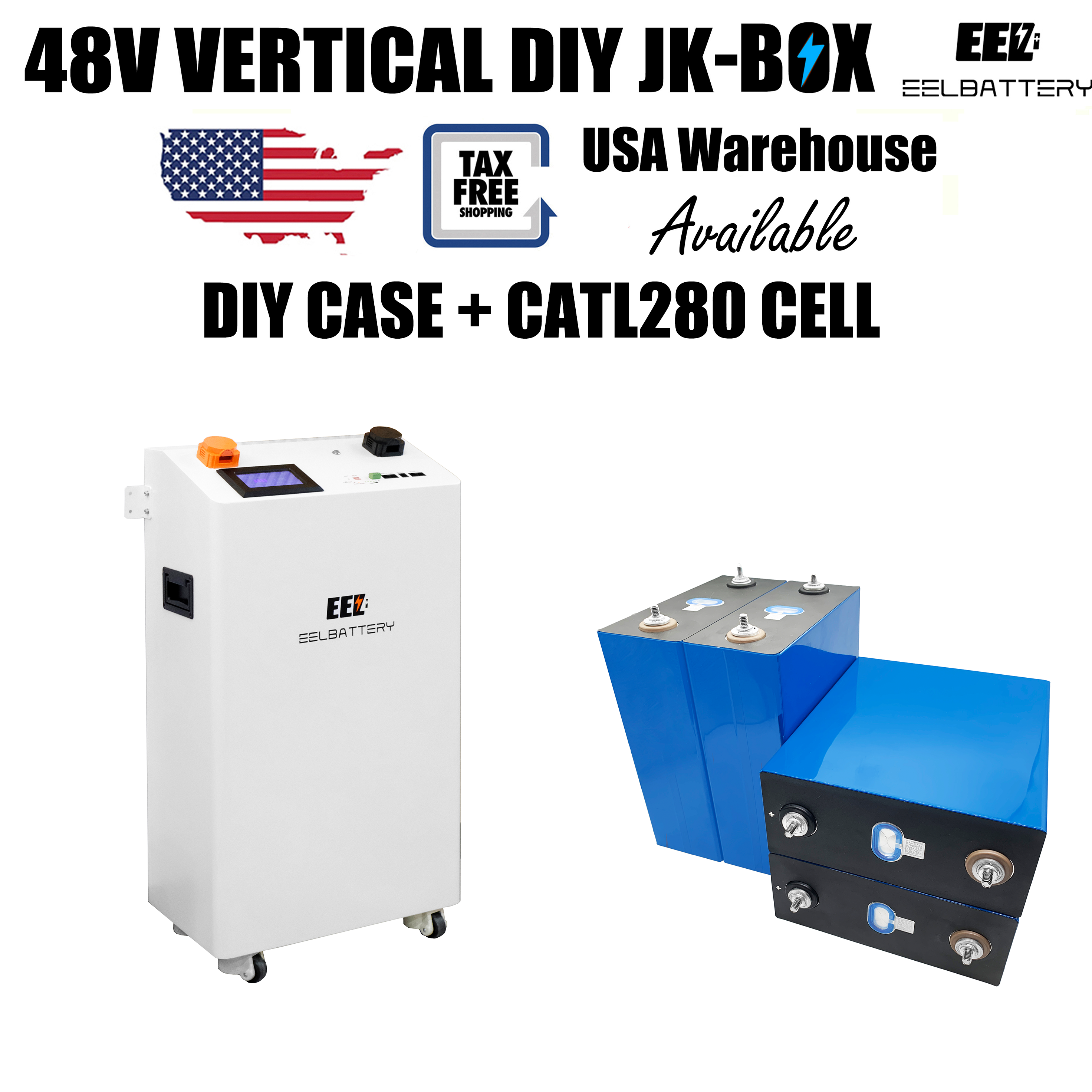 EEL 48V Vertical DIY Battery Box Built-in JK V19 BMS 2A Active Balance ...