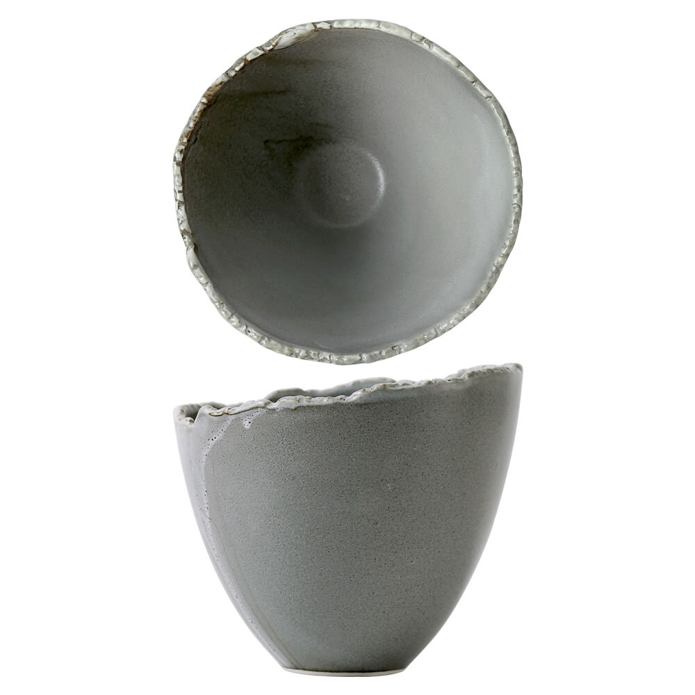Restaurant Ceramic Salad Fruit Bowl Irregular Shape 5/6 Inch Grey Color ...