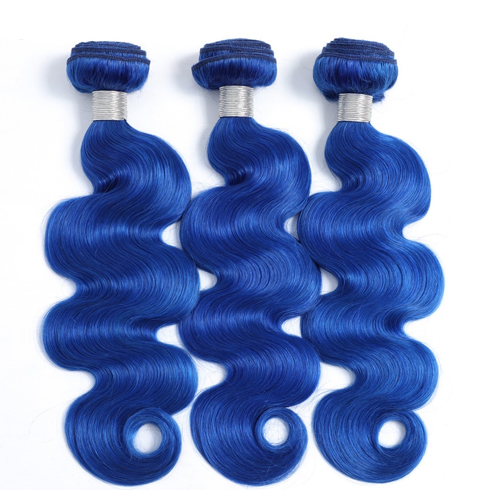 Blue Wavy Hair Bundles,Body Wave Hair Weaves,Remy Human Hair Weft