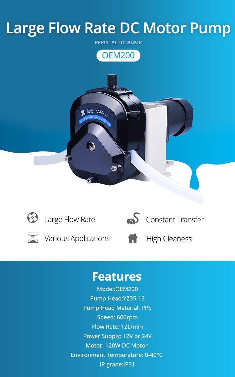 OEM200 High Flow Volume Large Peristaltic Pump 12v 24v Industrial Pump