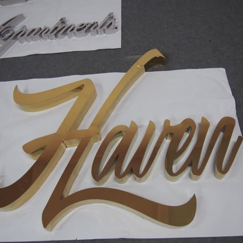 Shop Decoration Gold Color Mirror Polished Stainless Steel Letters