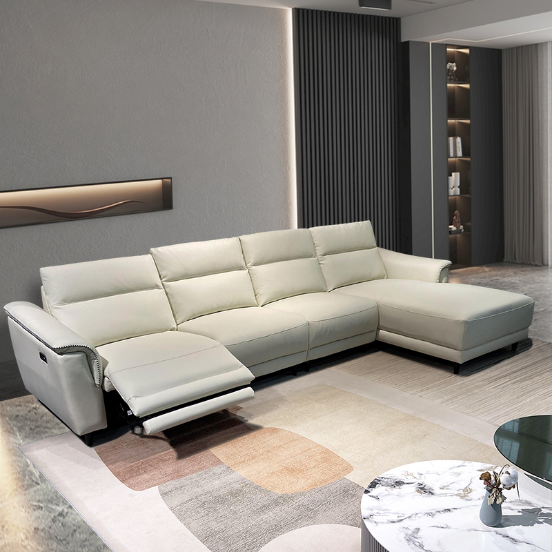 Multi-functional sofa simple modern living room genuine leather ...