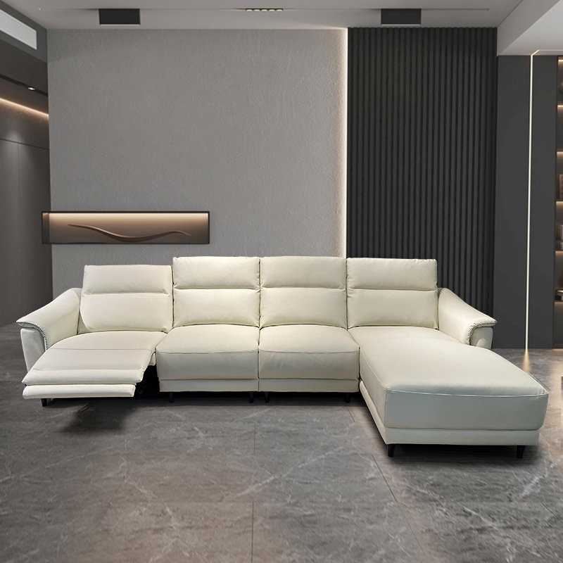 Multi-functional sofa simple modern living room genuine leather ...