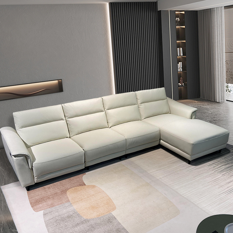 Multi-functional sofa simple modern living room genuine leather ...