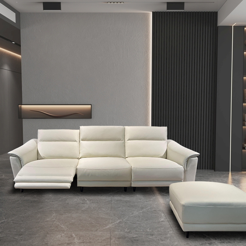 Multi-functional sofa simple modern living room genuine leather ...