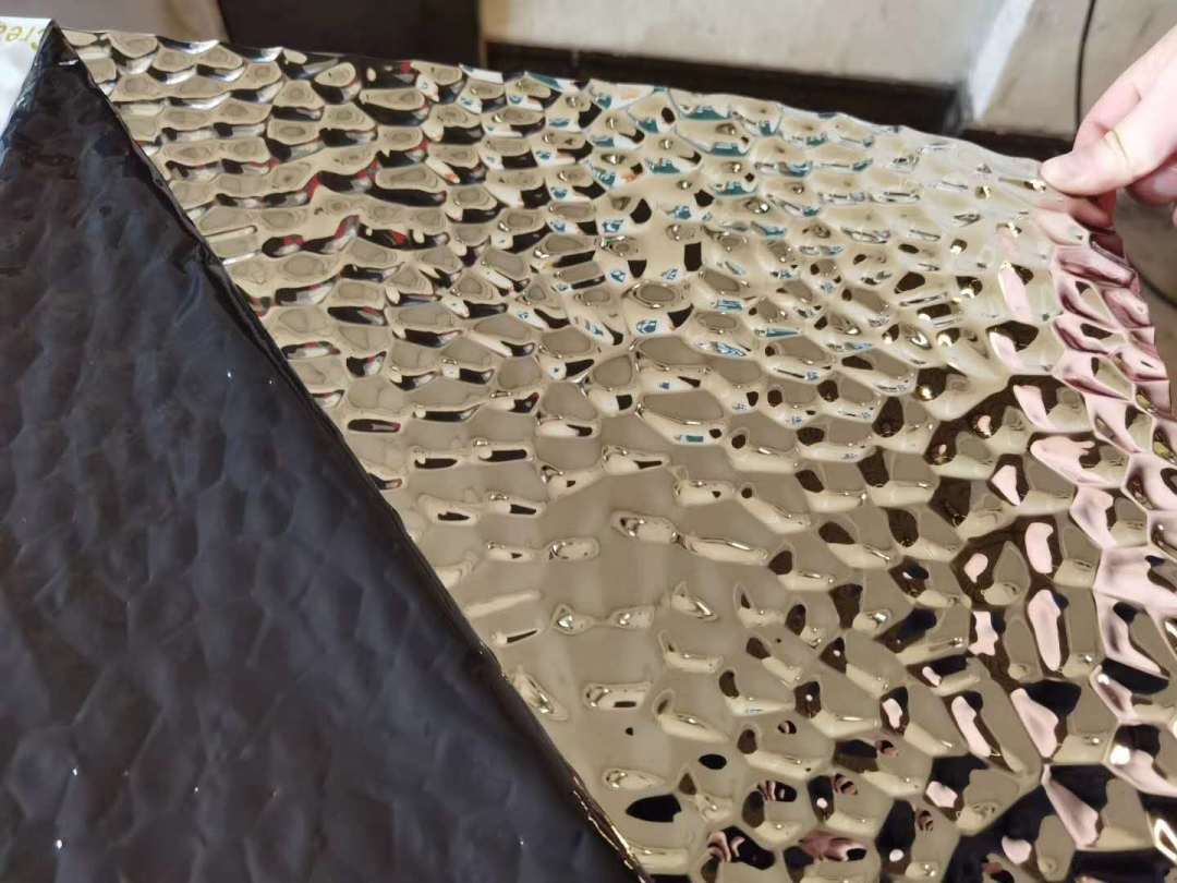 SUS 304 Titanium Gold Embossing Surface Finish Stainless Steel ...